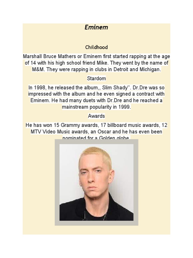 Eminem Fact File | PDF