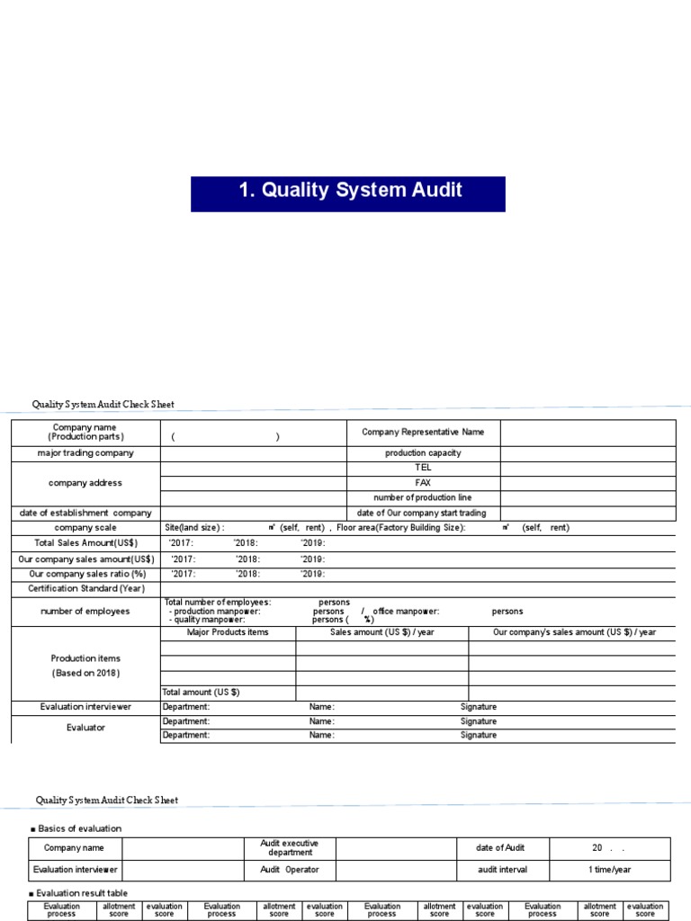Quality System Audit Check Sheet (190722) | PDF | Reliability ...