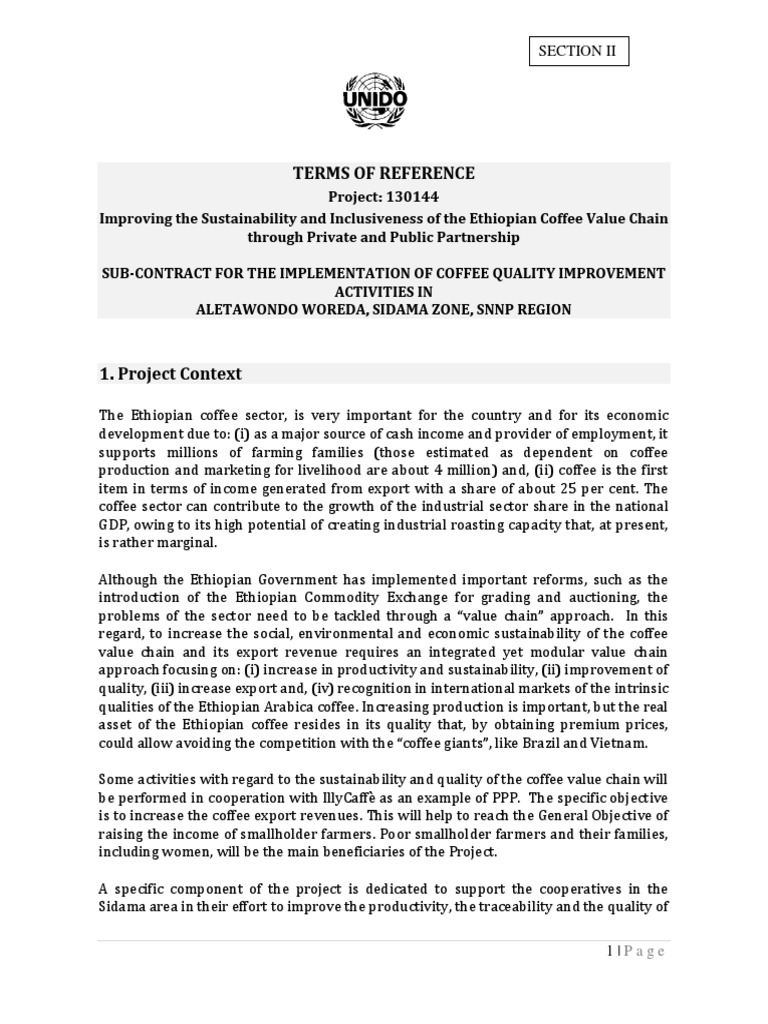Section II - Terms of Reference | PDF | Cooperative | Sustainability