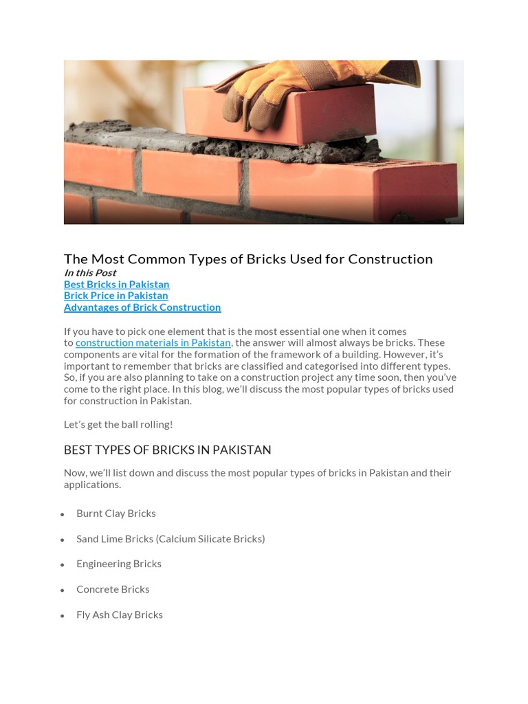 02 - The Most Common Types of Bricks Used For Construction | PDF ...