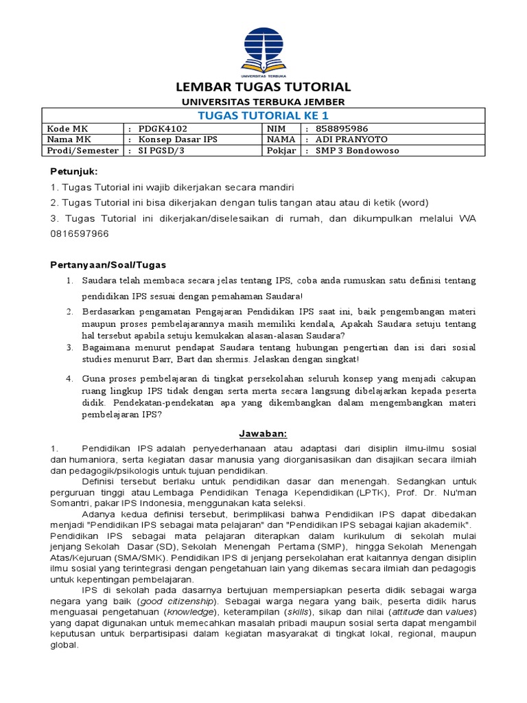 TT 1 Konsep Dasar Ips | PDF