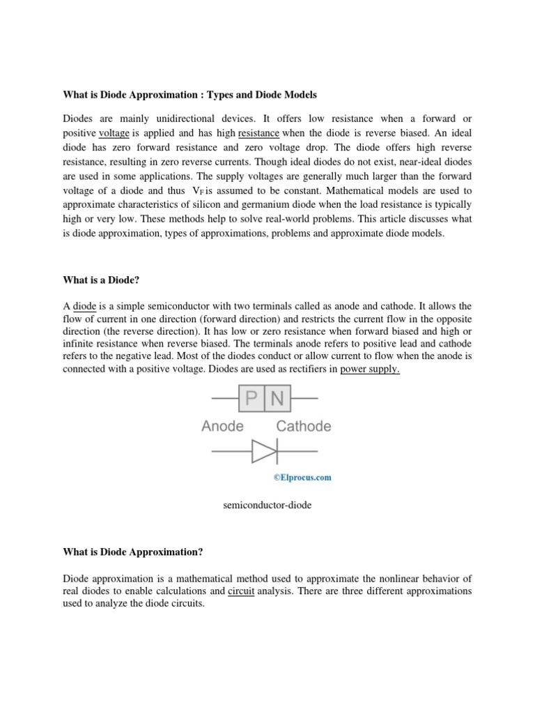 Diode Approximations Notes 2 | PDF | Diode | Electricity