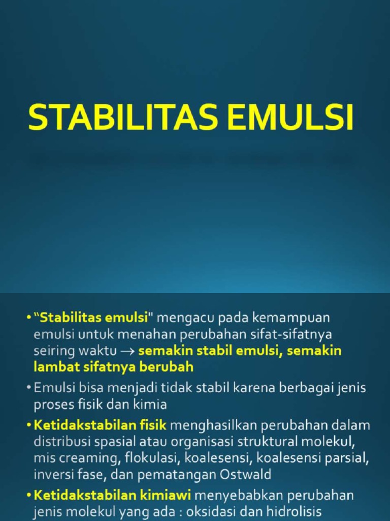 Stabilitas Emulsi | PDF