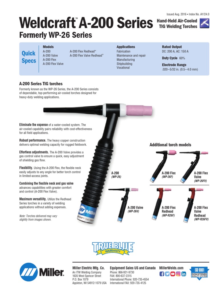 AY240 Weldcraft A200 Series TIG Torches English | PDF | Welding | Construction