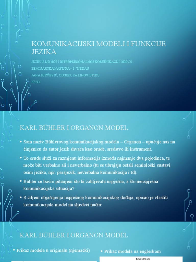 Komunikacijski Modeli I Funkcije Jezika | PDF
