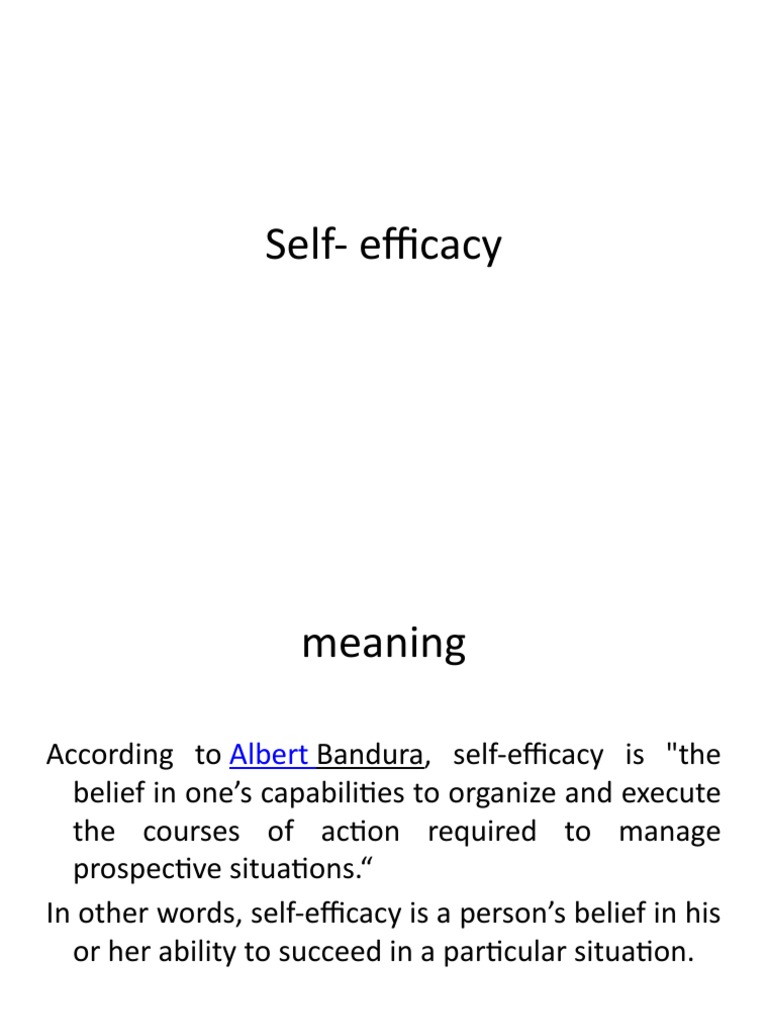 Self-Efficacy: Understanding Belief in One's Abilities | PDF | Self ...