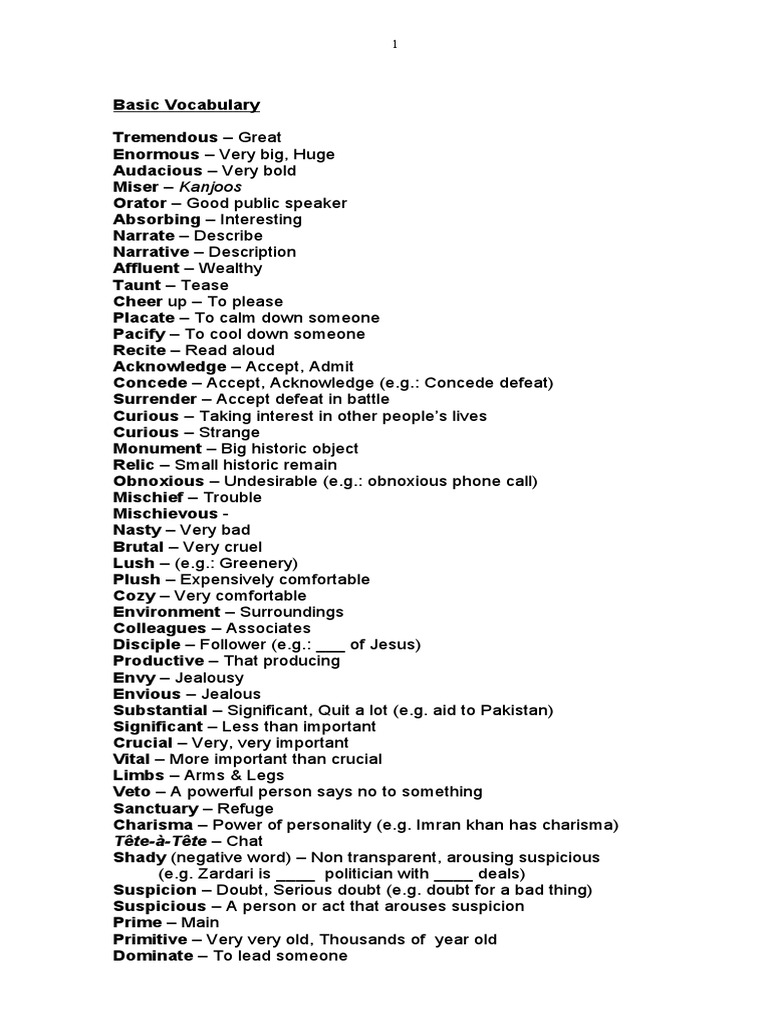 Basic Vocabulary | PDF | Tropical Cyclones | Storms