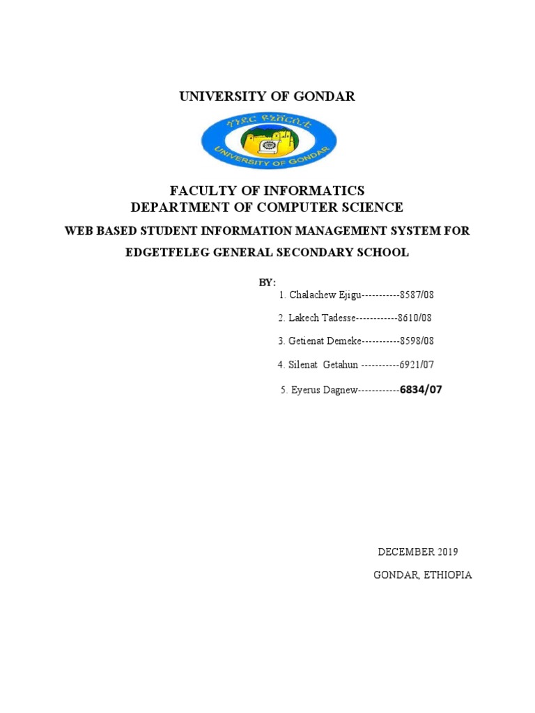 University of Gondar: Web Based Student Information Management System ...