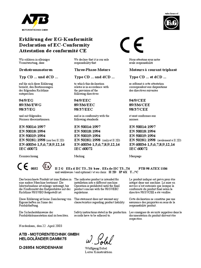 Atb - CD - 98atex1106 - GB | PDF