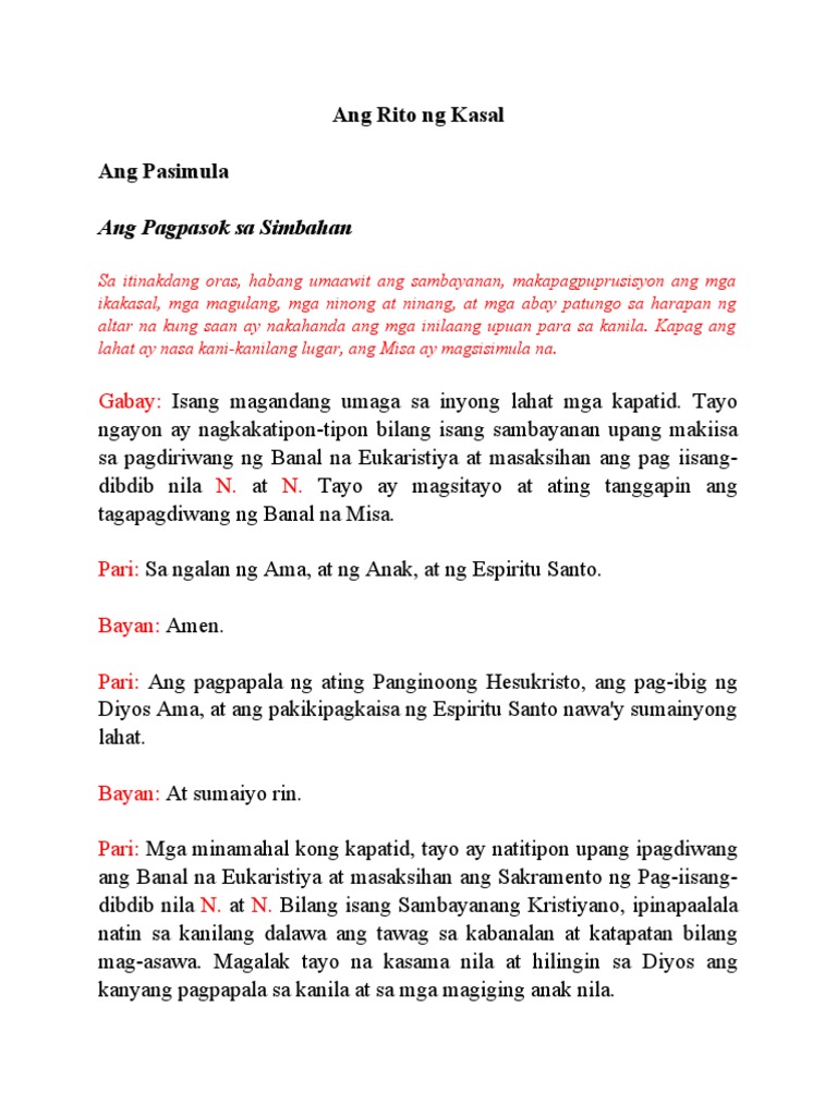 Ang Rito NG Kasal | PDF