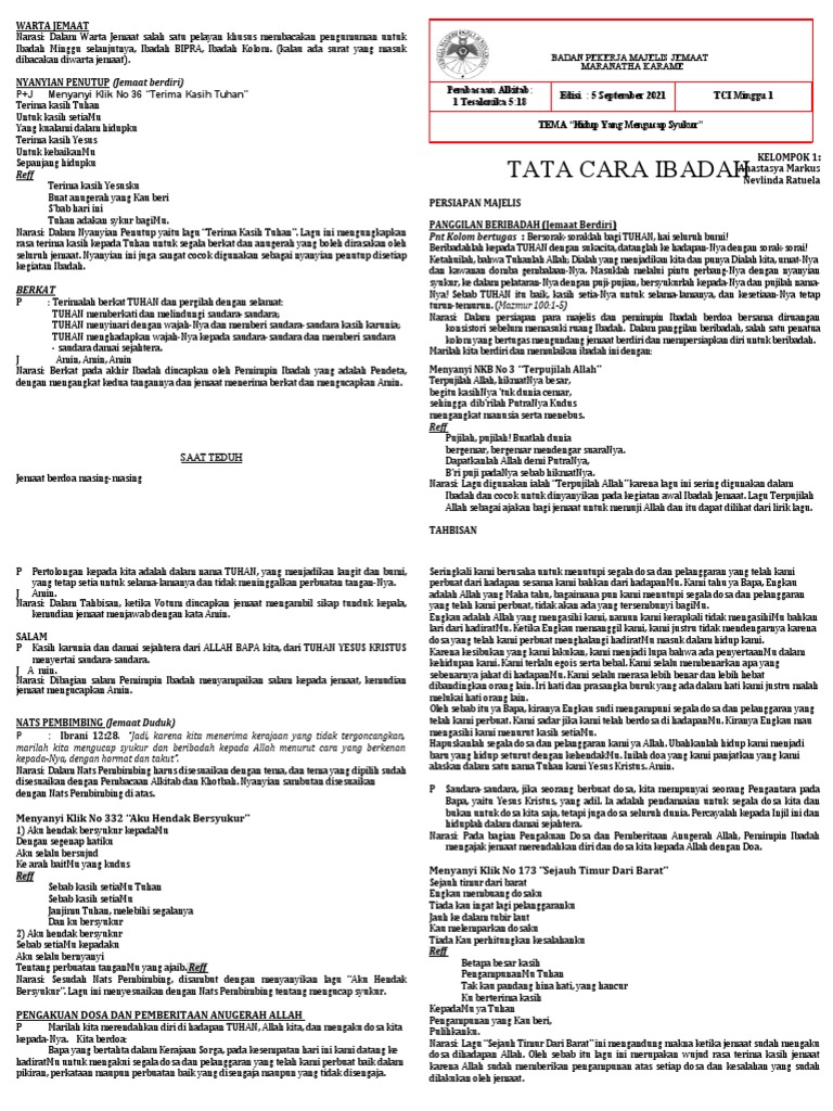 Kelompok 1 Tata Ibadah Bentuk I | PDF