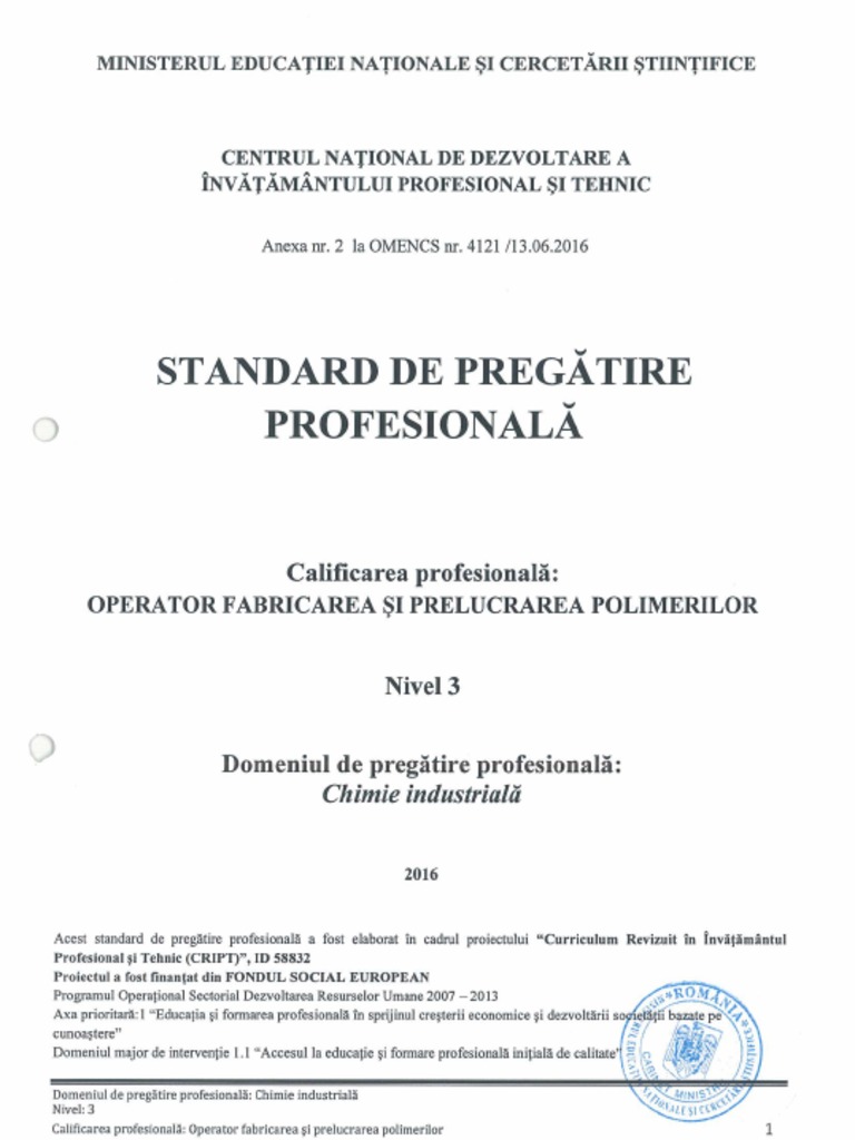 SPP Niv3 Op Fabricarea Si Prelucrarea Polimerilor | PDF
