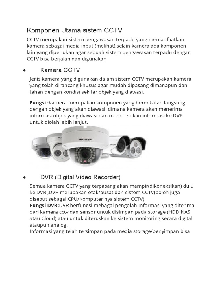Komponen Utama Sistem CCTV | PDF