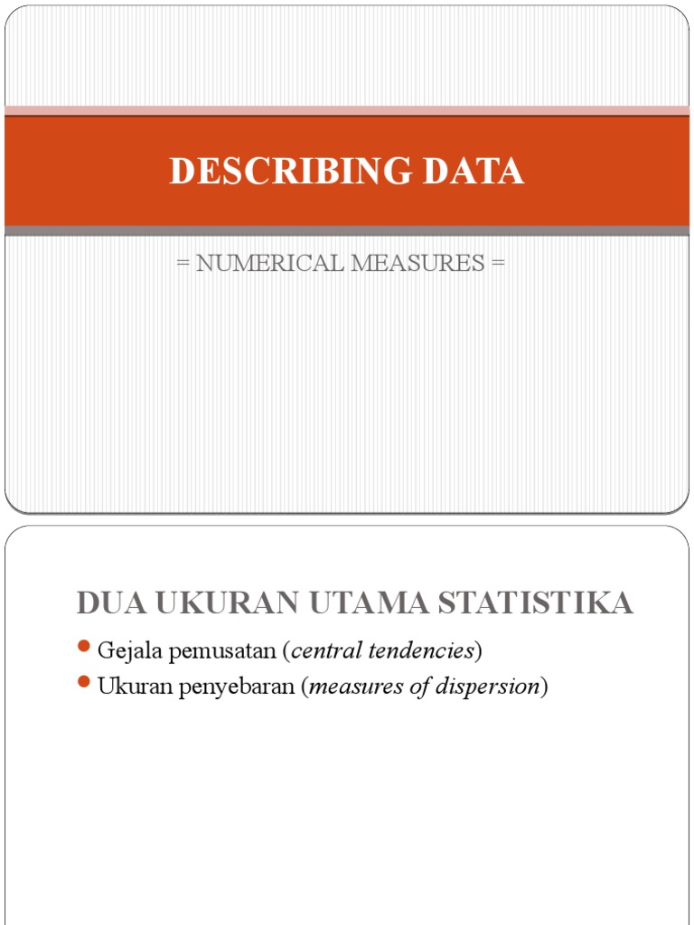 Describing Data: Numerical Measures | PDF | Mean | Skewness
