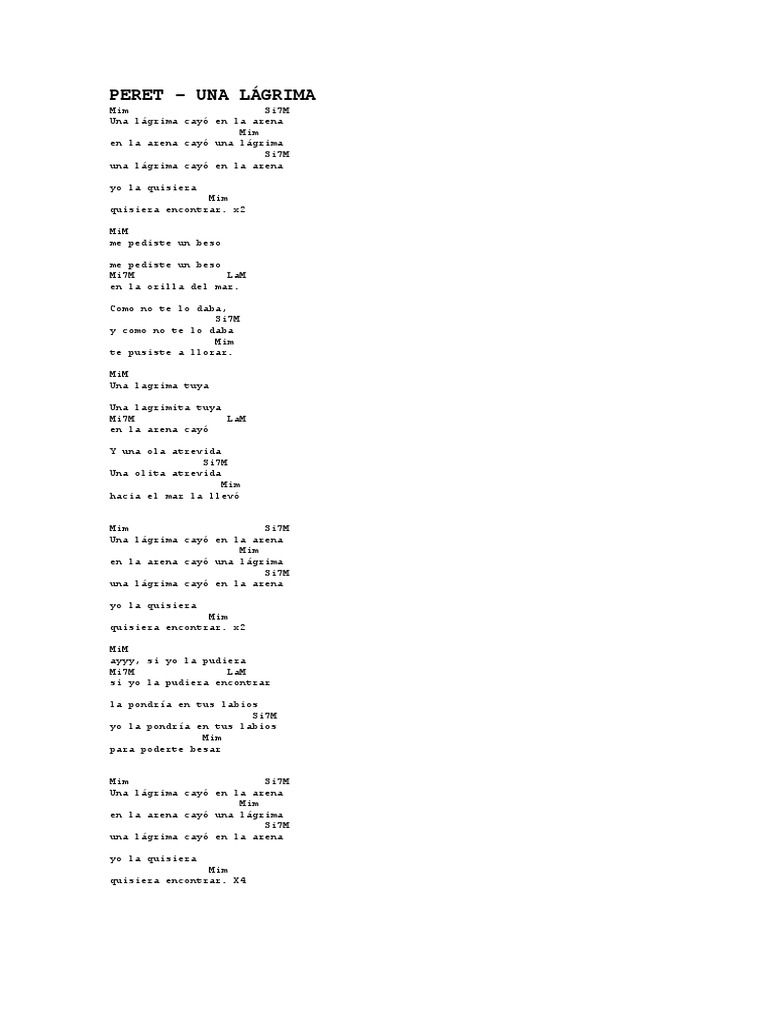 Letra de "Una lágrima" de Peret | PDF