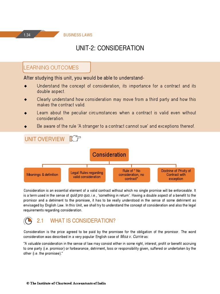 Unit-2: Consideration: Learning Outcomes | PDF | Consideration | Assignment (Law)