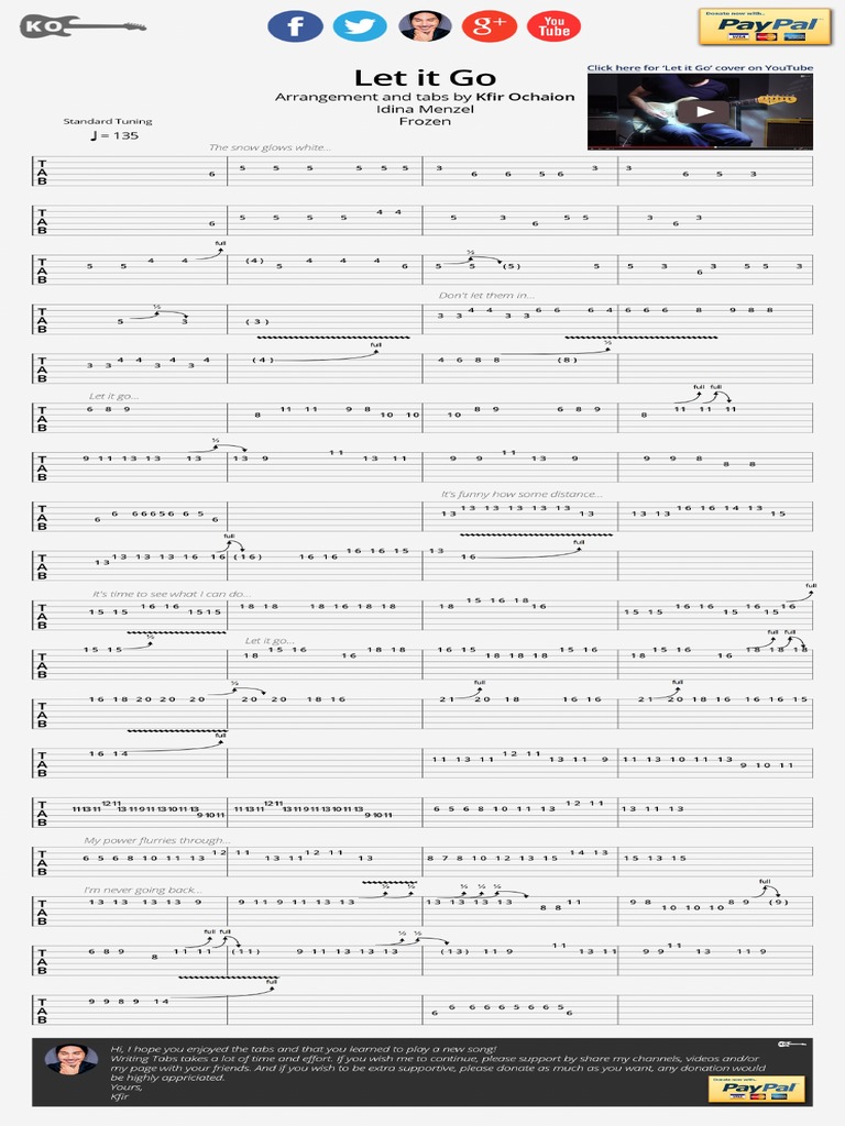 Frozen Let It Go Tabs by Kfir Ochaion | PDF