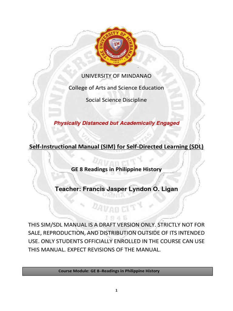 Self-Instructional Manual (SIM) For Self-Directed Learning (SDL) | PDF