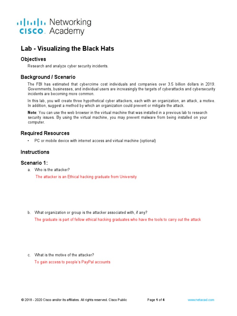 Lab - Visualizing The Black Hats: Objectives | PDF | Computer Security ...