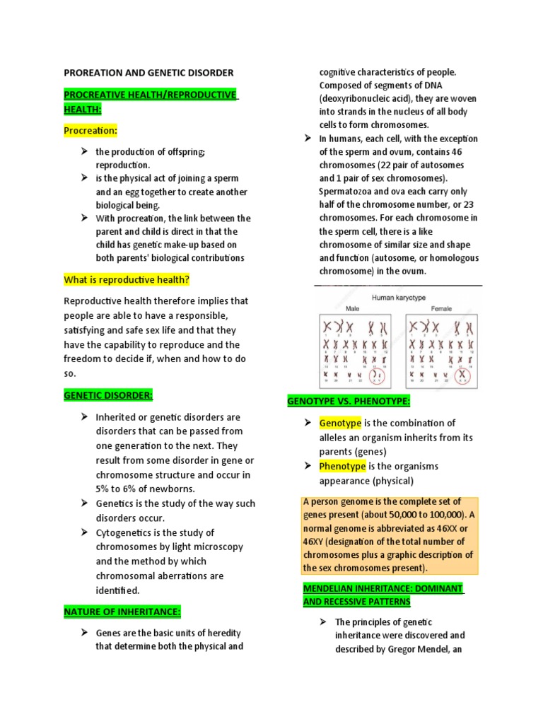 Proreation and Genetic Disorder 2 | PDF | Reproduction | Dominance ...