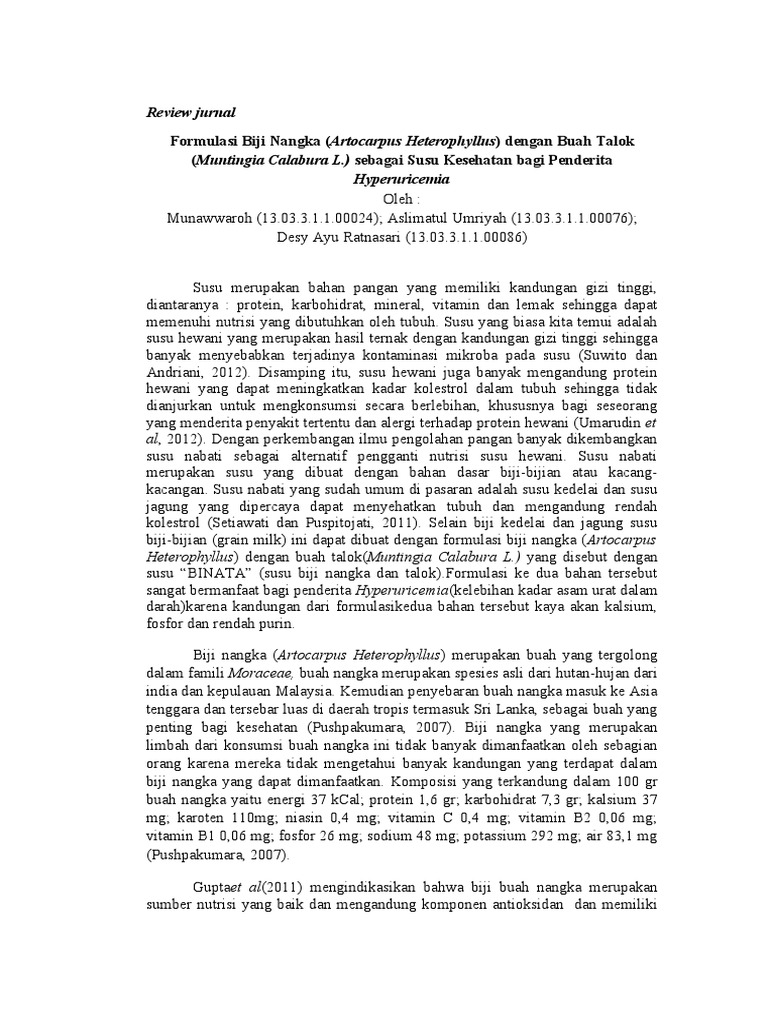 Review Jurnal MPI Formulasi Biji Nangka | PDF