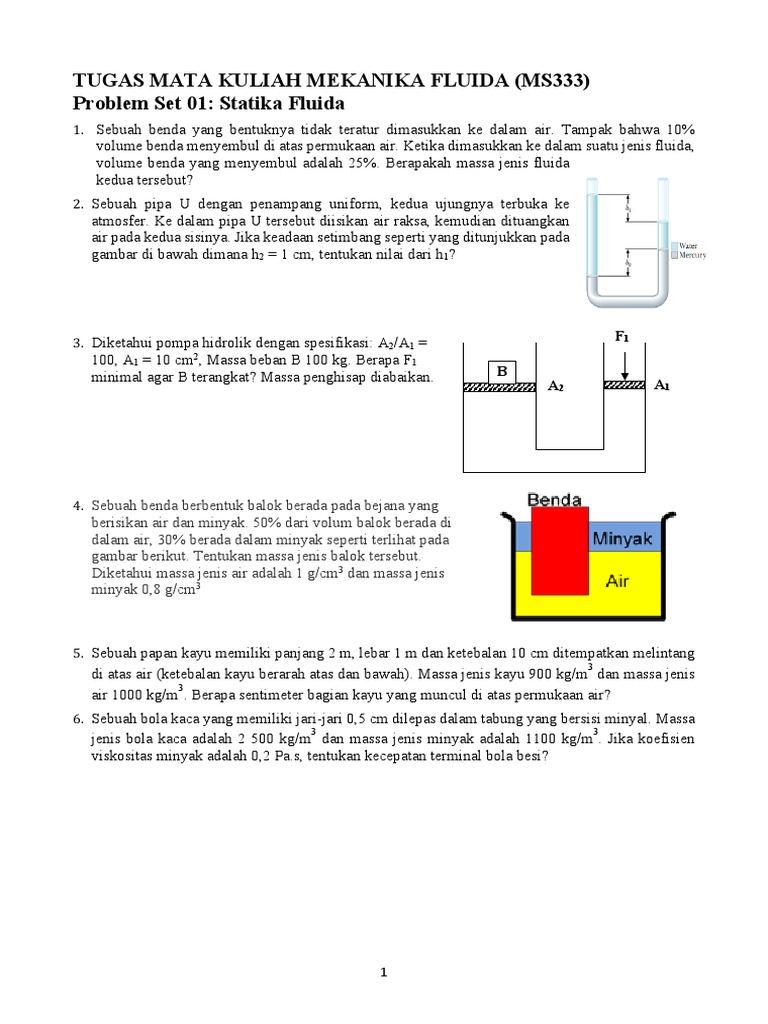 01 - Problem Set Statika Fluida 2021 | PDF
