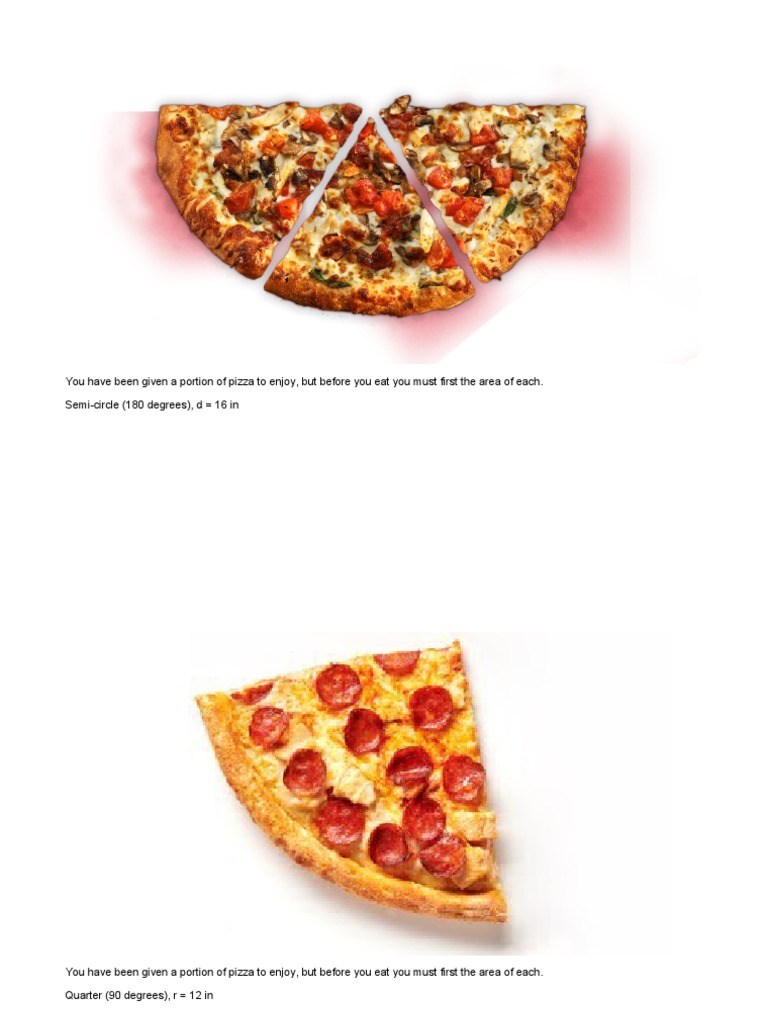 Calculating the Areas of Pizza Slice Shapes Before Enjoying a Meal | PDF