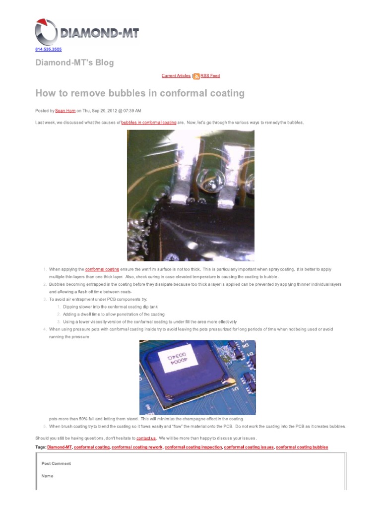 How To Remove Bubbles in Conformal Coating | PDF