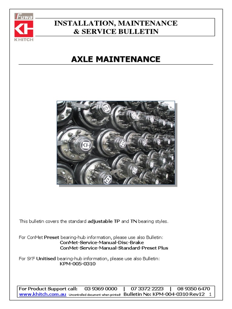 Axle Maintenance KPM 004 0310 Rev12 1 | PDF | Bearing (Mechanical ...
