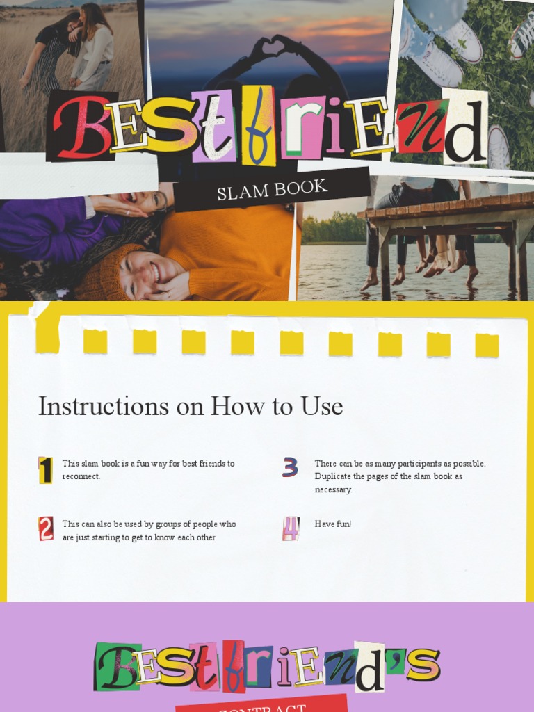 Colorful Collage Best Friends Slam Book Fun Presentation | PDF