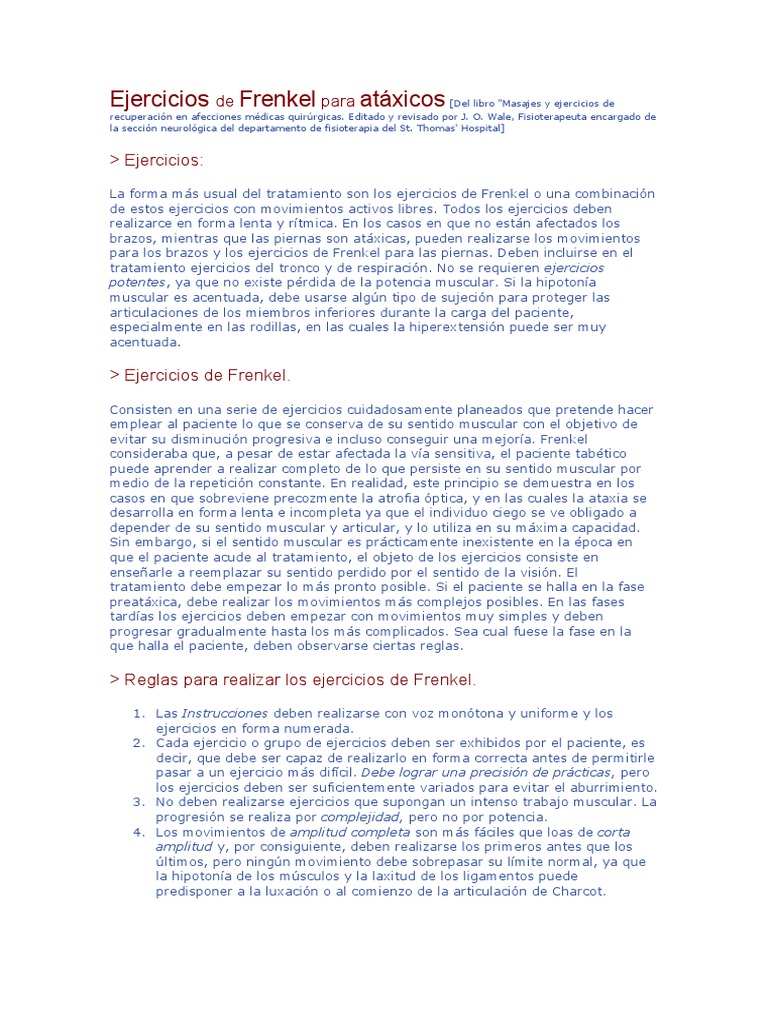 Ejercicios de Frenkel para Ataxicos | PDF | Pie | Rodilla