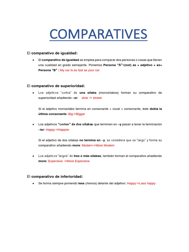 Comparativos y superlativos de "modern" | PDF | Artes del Lenguaje y ...
