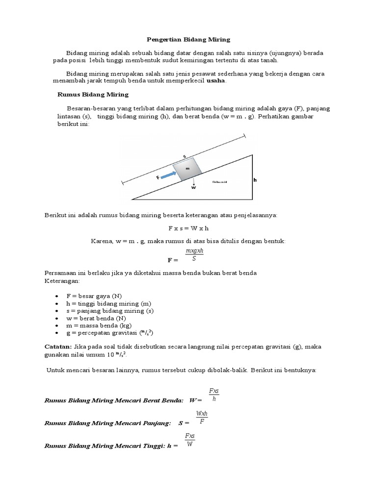 Pengertian Bidang Miring | PDF