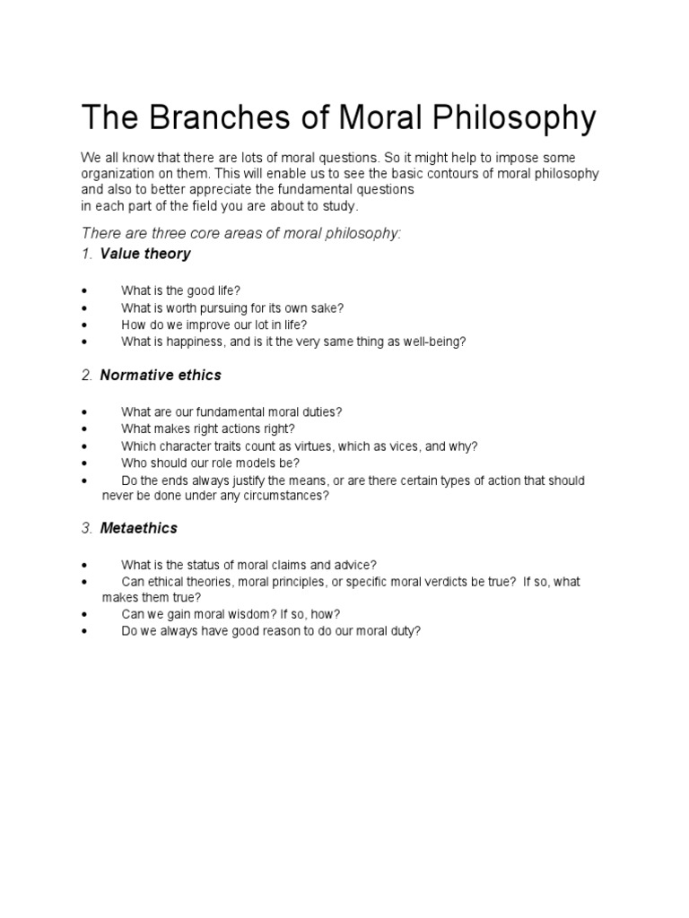 Overview of Moral Philosophy Branches | PDF