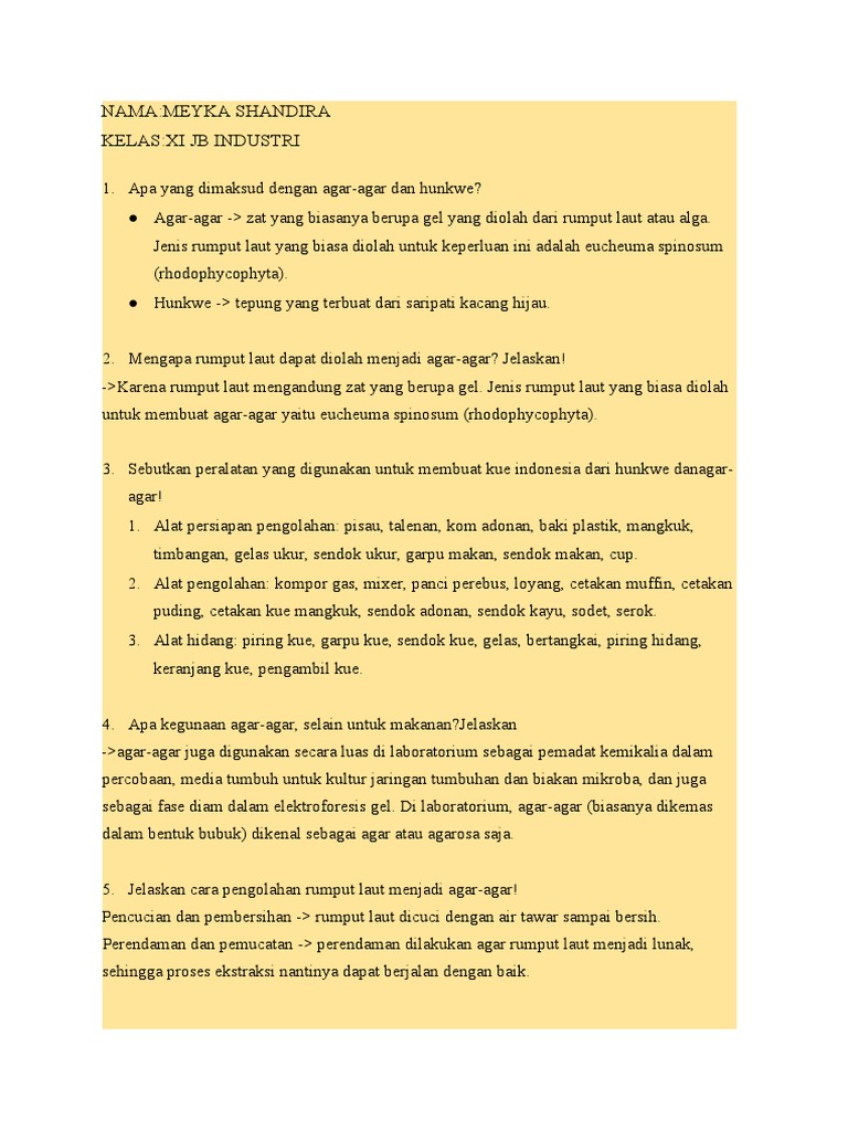 Kue Indonesia Dari Tepng Hunkue Dan Agar-Agar | PDF