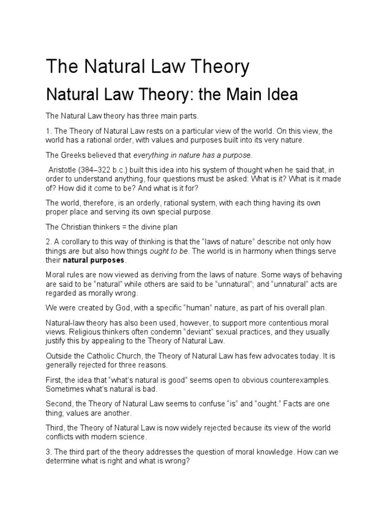 The Natural Law Theory | PDF | Morality | Natural Law