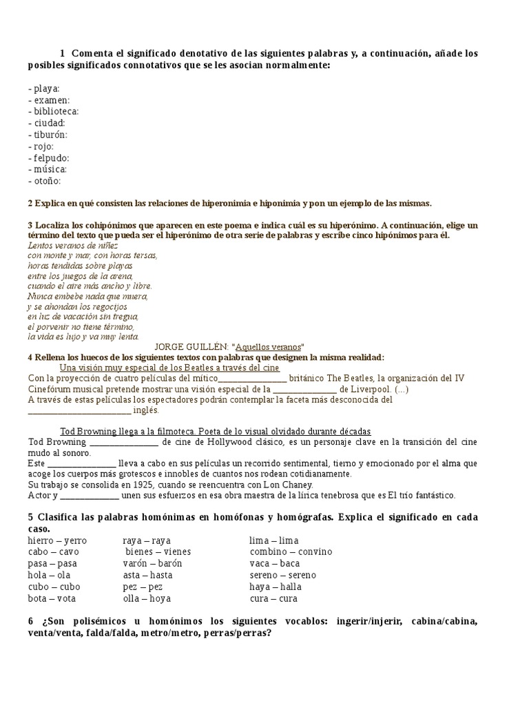 Ejercicios de Semántica | PDF