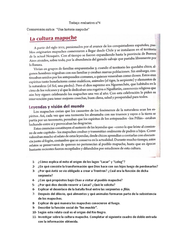 T.P.4 Una Historia Mapuche | PDF | Mitología | Deidades