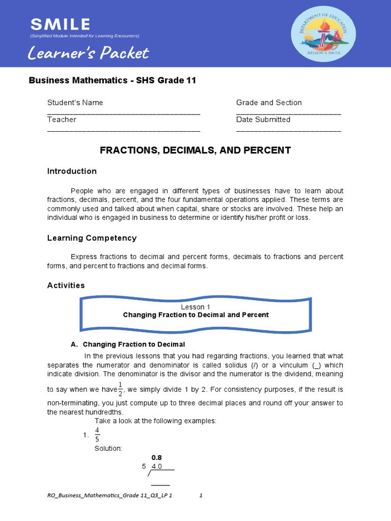 Business Math Basics for Students | PDF | Decimal | Lexicology
