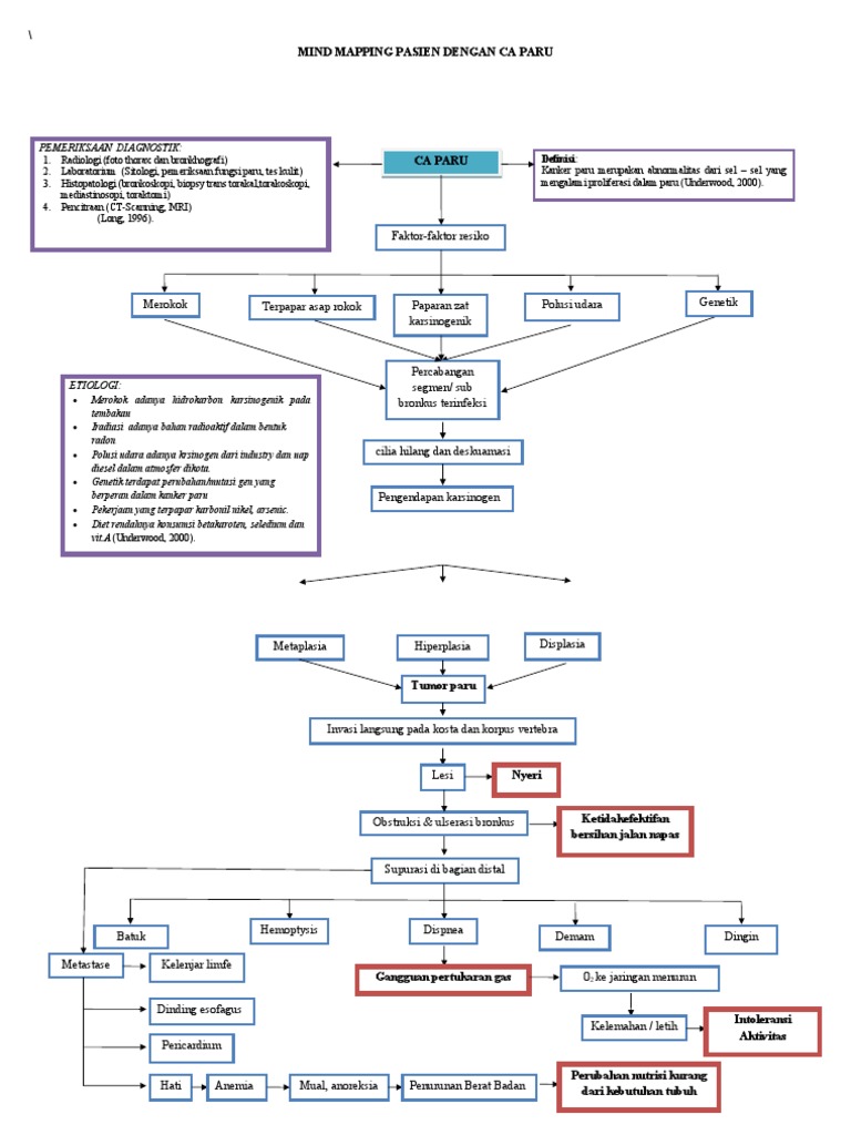 Mind Mapping Pasien Dengan CA Paru Dekta | PDF
