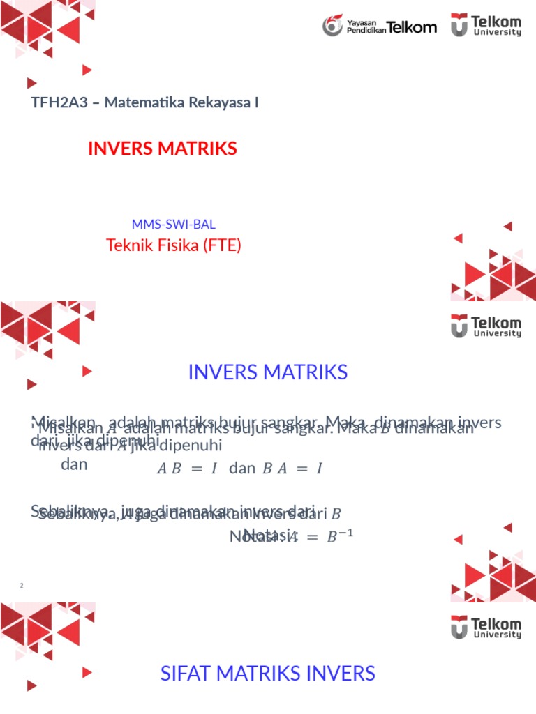 Kuliah 5 Invers Matriks-MMS-TCL | PDF