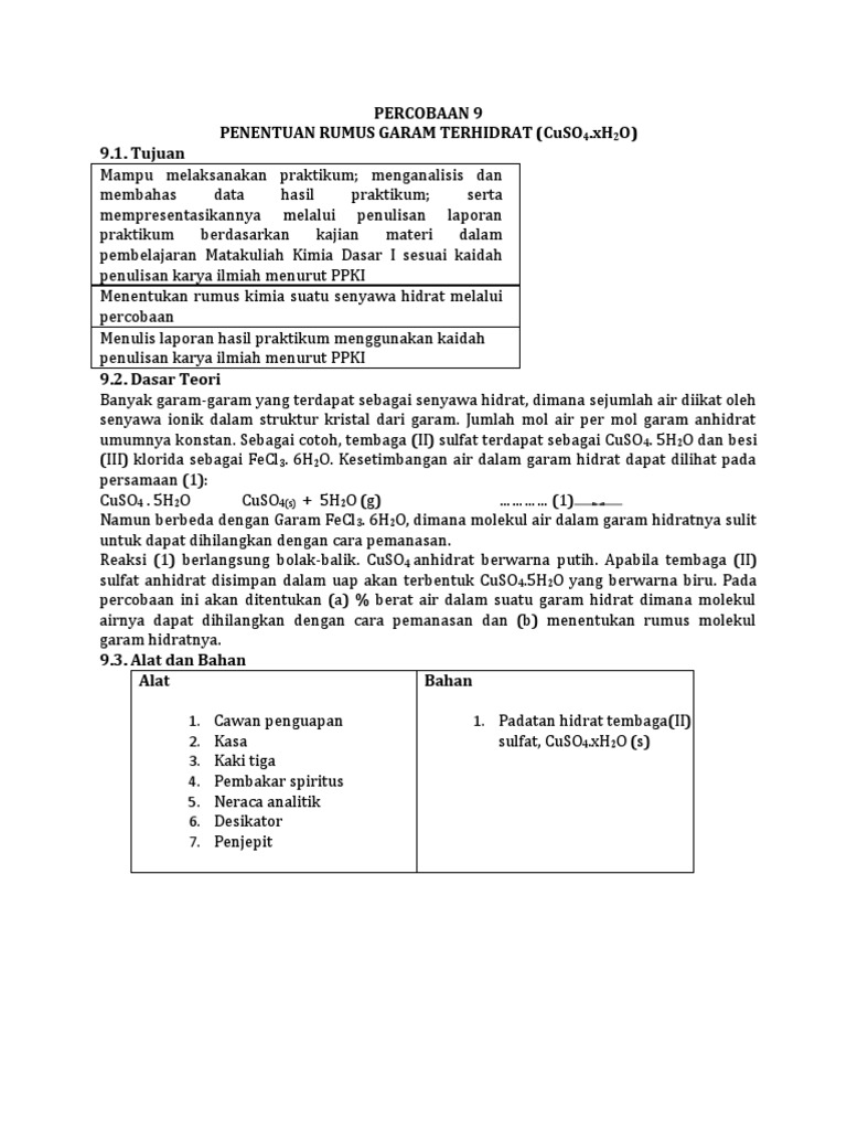 Penentuan Rumus Garam Terhidrat CuSO4 | PDF | Teknologi & Rekayasa