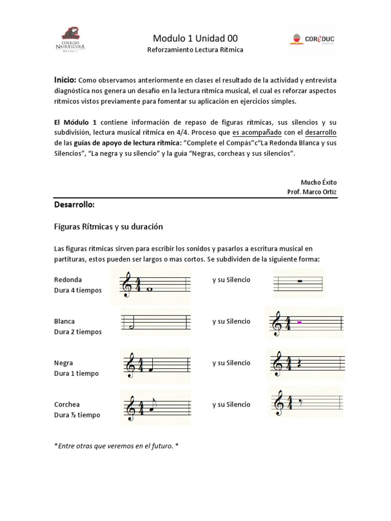 Modulo 1 Unidad 00 Musica | PDF | Ritmo | Formas musicales