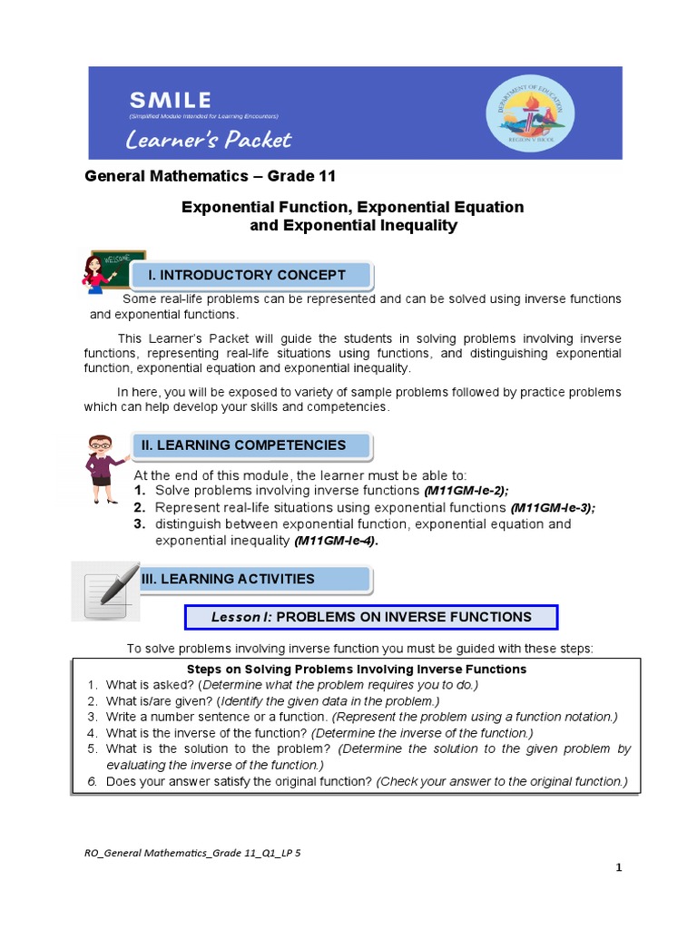 General Mathematics - Grade 11 Exponential Function, Exponential ...