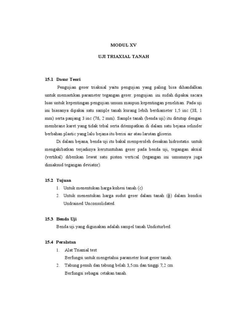MODUL Triaxial Novita Dwi Lestari 2411151001 | PDF