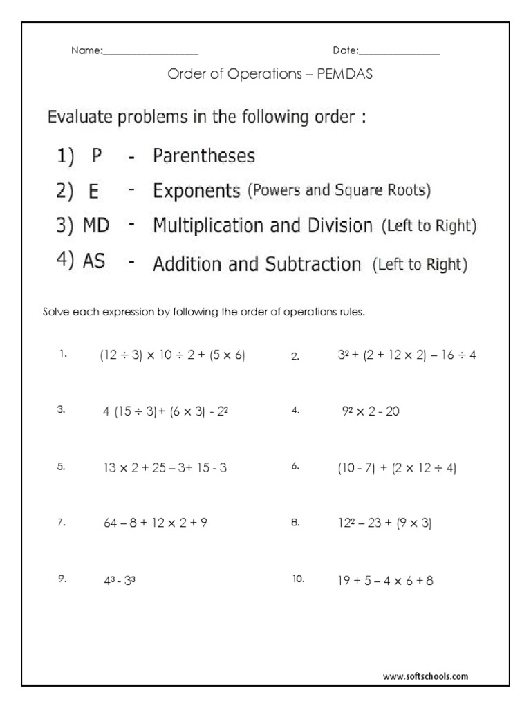 Order of Operations - PEMDAS | PDF | Teaching Methods & Materials