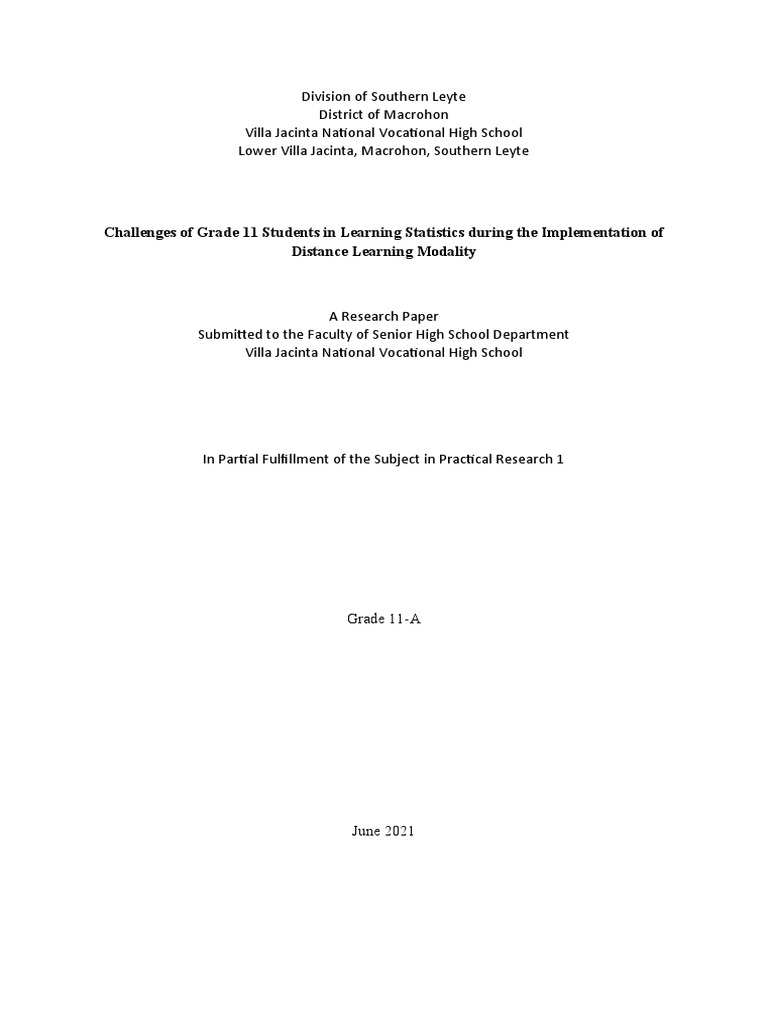 Practical Research 1 | PDF | Distance Education | Educational Technology