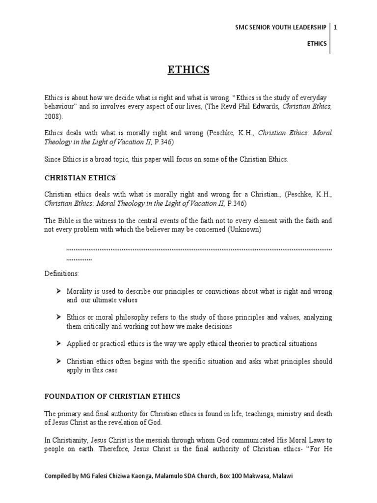 Ethics Assignment | PDF | Jesus | Christian Ethics