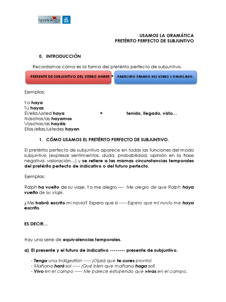 Pretérito Perfecto de Subjuntivo | PDF