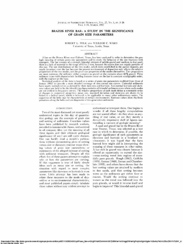 Folk and Ward, 1957 | PDF | Sand | Skewness